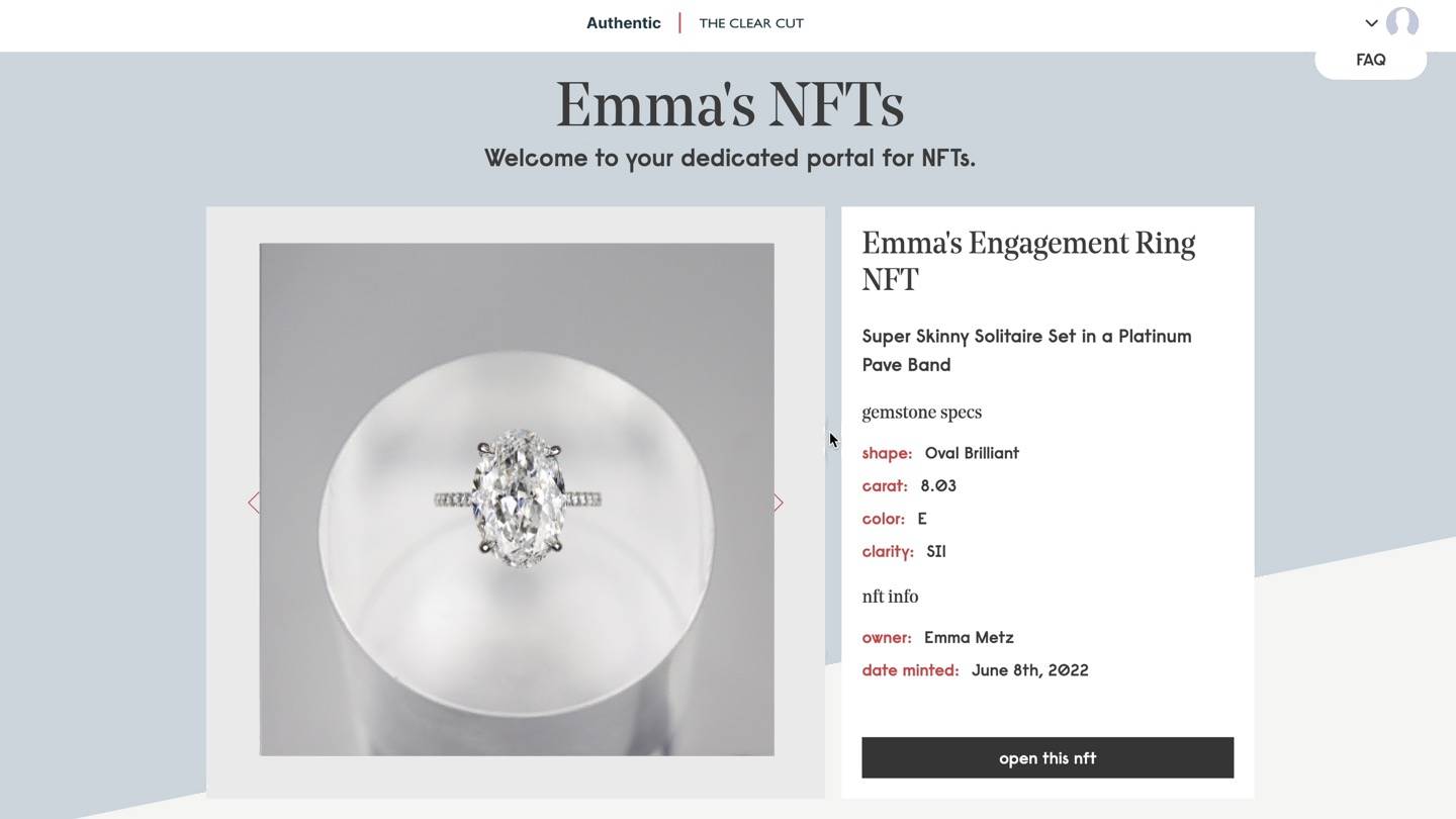 Revolutionary Diamond Engagement Ring NFT Launch